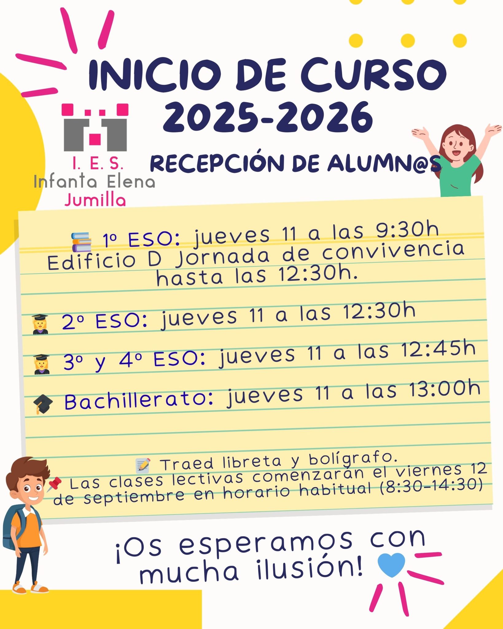 Información sobre inicio de clases curso 25/26 – IES Infanta Elena